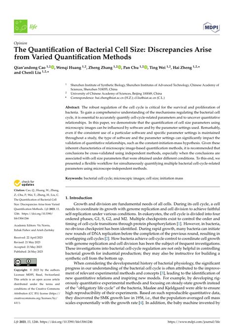 Pdf The Quantification Of Bacterial Cell Size Discrepancies Arise