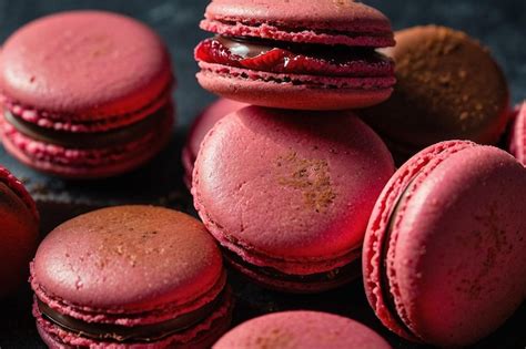 Premium Photo Chocolate Raspberry Macarons