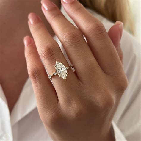 2 Carat Marquise Lab Grown Diamond Marquise Band Engagement Ring E
