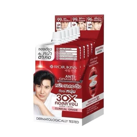 [ซื้อในไลฟ์ลด50 ของแท้] Rojukiss กล่องx6 โรจูคิส แอนตี้ กราวิตี้ เฟซ อาย เนค ครีม คอลลาเจน