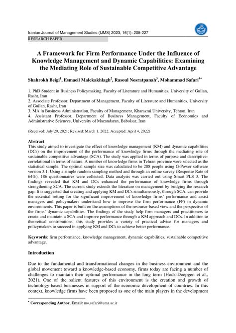 Pdf A Framework Of Firm Performance Under The Influence Of Knowledge Management And Dynamic