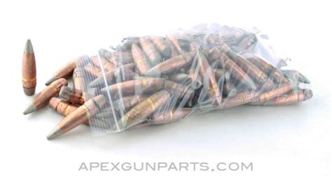 50 Cal Bmg Api Bullets 6225 Grain Boat Tail Fmj Silver Tip Bag Of