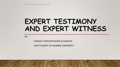 Expert Witness Testimony Ppt Law