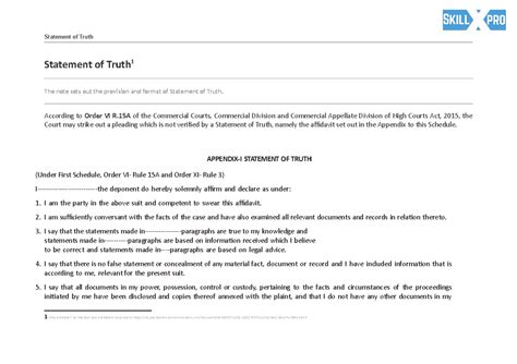 12 Statement Of Truth Statement Of Truth Statement Of Truth 1 The Note Sets Out The Provision