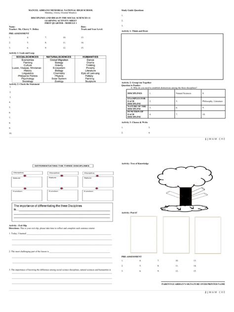 11 Diss Activity Sheet Pdf Cognitive Science Learning