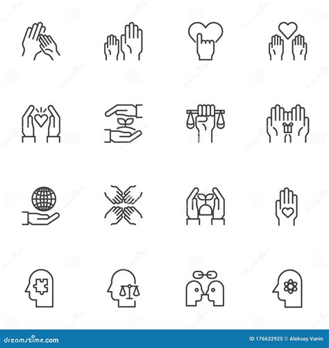 Core Values Line Icons Set Stock Vector Illustration Of Line 176632925