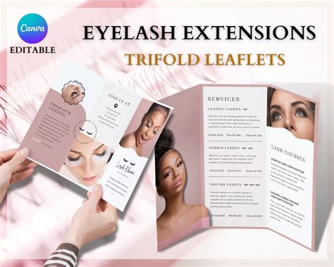 Eyelash Extensions Leaflet Template Trifold Lash Service Brochure