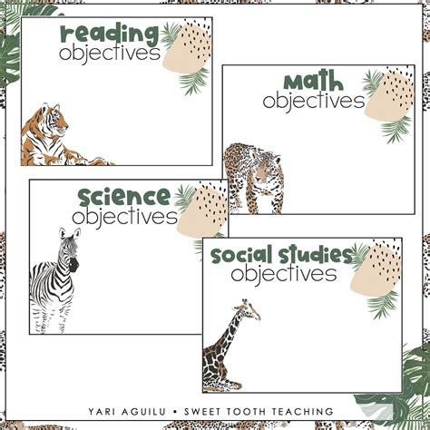 Learning Objective Display Posters Board Headers Jungle Theme Decor Shop Sweet Tooth Teaching