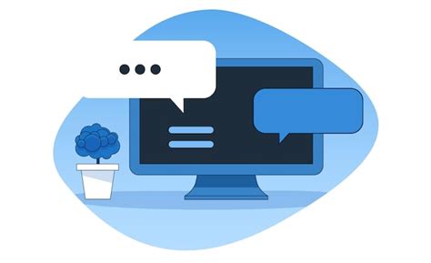 Premium Vector Chat Bot Concept Desktop With Chat Bubbles Simple Outline Style