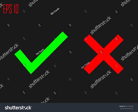 Green Check Mark Vector Red Stock Vector Royalty Free 672728536 Shutterstock