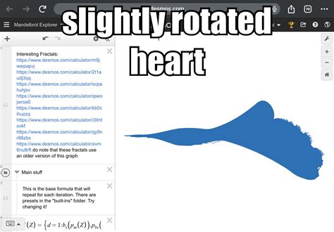 Slightly Rotated Heart Mandelbrot R Desmos