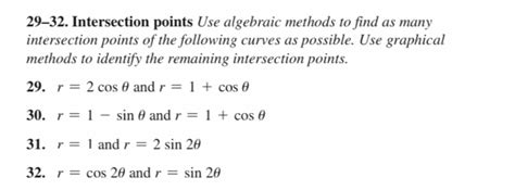 solved 29 32 ﻿intersection points use algebraic methods to