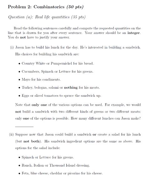 problem 2 combinatorics 50 pts question a real