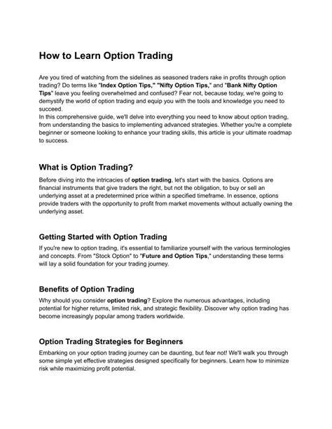 Ppt How To Learn Option Trading Powerpoint Presentation Free Download Id 12948912