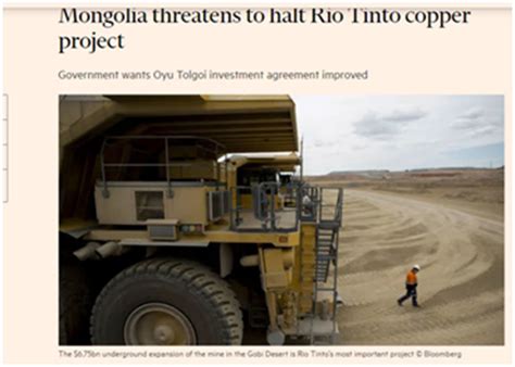 Залруулга Монгол Улс Рио Тинтогийн зэсийн төслийг зогсоохоор сүрдүүлж байна