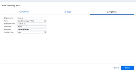Adding Microsoft Hyper V Servers