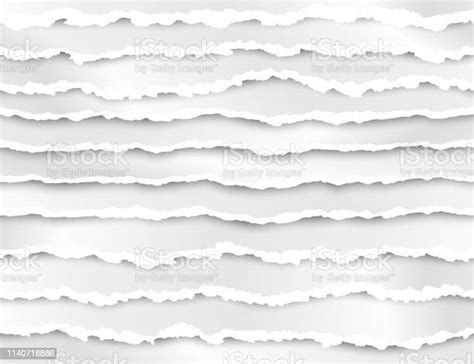 찢어진 된 종이 줄무늬의 집합입니다 가장자리가 손상 된 추상 종이 텍스처입니다 벡터 일러스트 레이 션에 고립 된 투명 한 배경 0명에 대한 스톡 벡터 아트 및 기타 이미지
