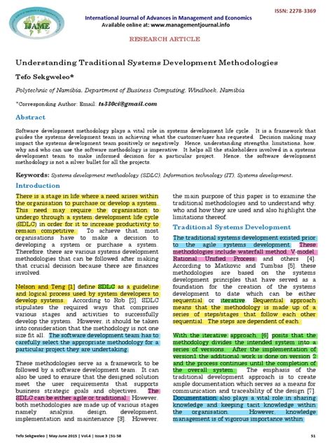 Traditional System Development Methodologies Pdf Software