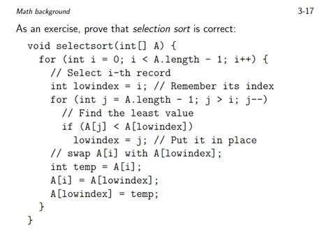 Solved Prove That The Selection Sort Algorithm Given In The