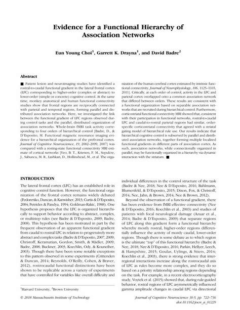 Pdf 2018 Evidence For A Functional Hierarchy Of Association