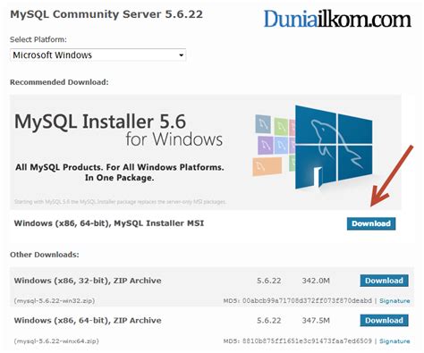 Tutorial Install Mysql Tombol Untuk Download Mysql Duniailkom