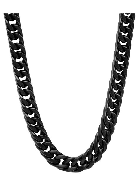 Powerful Mens Necklace Black 316l Stainless Steel Chain 6mm 18 Inches