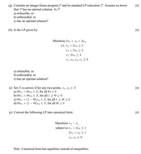 Solved G Consider An Integer Linear Program P And Its