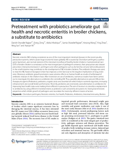 Pdf Pretreatment With Probiotics Ameliorate Gut Health And Necrotic