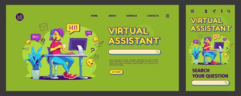 Virtual Assistant Landing Page Onboard Screen 13086249 Vector Art At