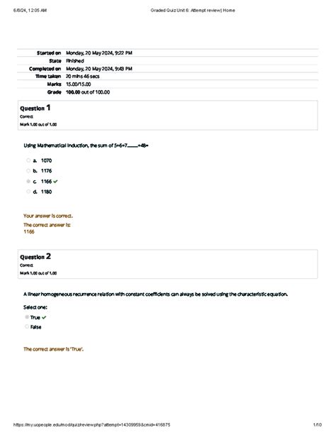 Graded Quiz Unit 6 Attempt Review Home 01 Started On Monday 20 May