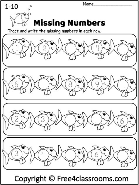 Free Missing Numbers 1 10 Worksheet Worksheets4free