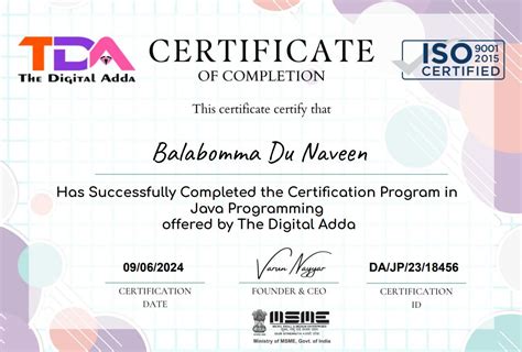 I Have Successfully Completed The Java Programming Certification