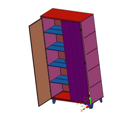 五金工具车间用双开门储物铁皮柜 Step 模型图纸下载 懒石网