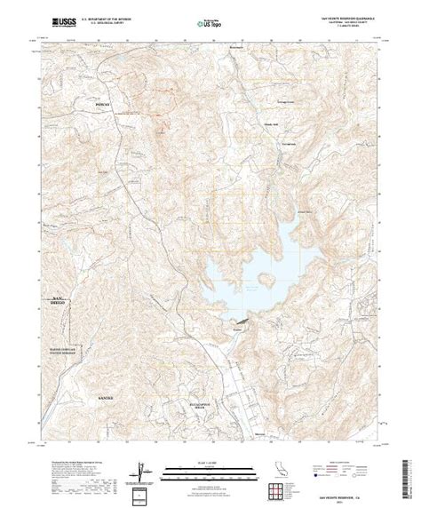 Us Topo 7 5 Minute Map For San Vicente Reservoir Ca American Map Store