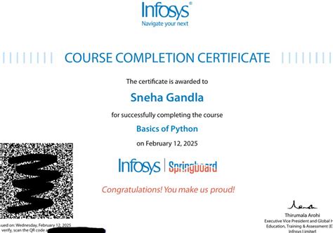 python infosys certification learning coding sneha gandla
