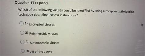 Solved Question 16 1 Point Which Of The Following