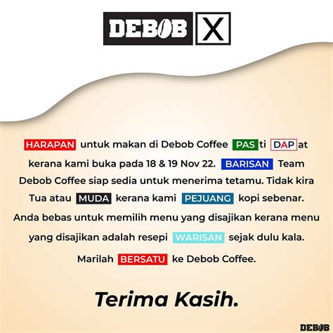 Debob Coffee Yang Mana Dok Tanya Debob Coffee Buka Tak Facebook