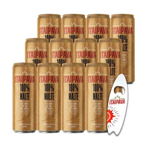 Cerveja Itaipava 100 Malte 350ml Combo 12 Unds Abridor Cerveja
