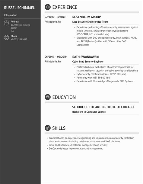 Lead Security Engineer Resume Samples Velvet Jobs