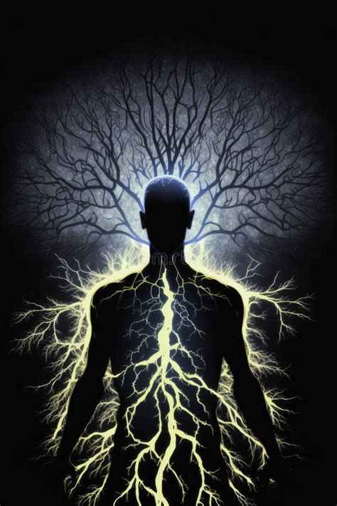 Silhouette Of A Human Figure Surrounded By A Network Of Neurons