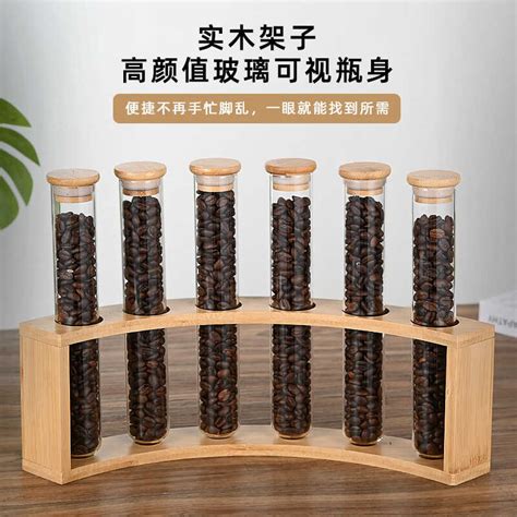 Glass Test Tube Tea Display Rack Coffee Bean Sample Display Jar Bar