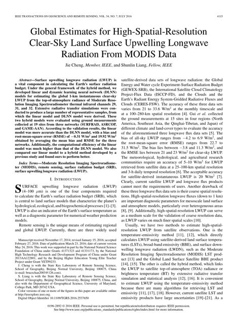 Pdf Global Estimates For High Spatial Resolution Clear Sky Land Surface Upwelling Longwave
