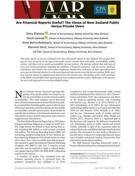Pdf Are Financial Reports Useful The Views Of New Zealand Public