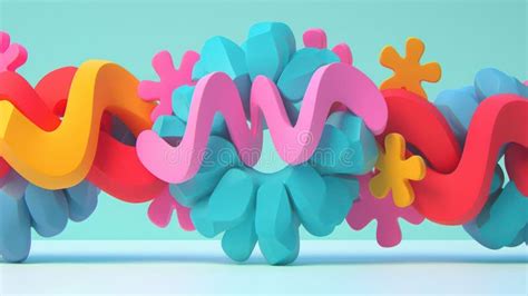 Colorful Abstract Shapes Intertwined Creating A Playful And Dynamic Visual Composition Stock