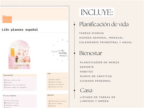 Notion Template Life Planner In Spanish Plantilla De Notion Con Textos En Español Etsy
