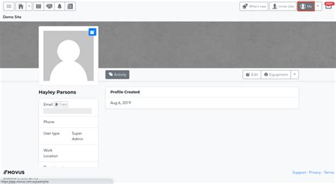 user profile page