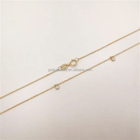 Au585 14k Gold Jewelry Dainty Necklace With Real Diamonds