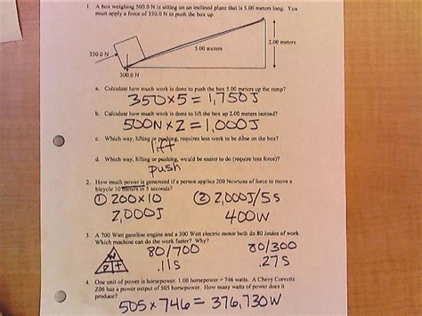 Work And Power Practice Mrs Edwards