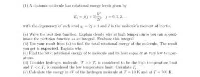 Solved A Diatomic Molecule Has Rotational Energy Levels