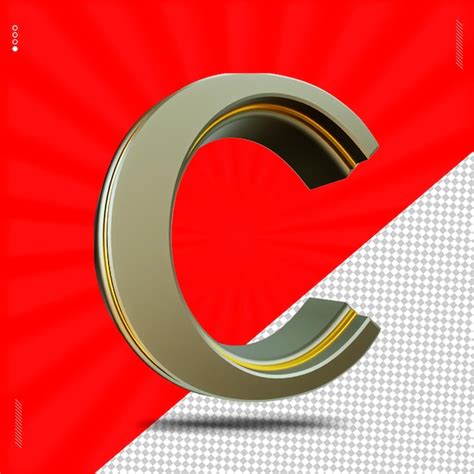 Premium PSD 3d Render Letter C Font Uppercase Steel